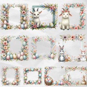 Watercolor Easter Frames Clipart Floral Border Clipart Floral Easter ...