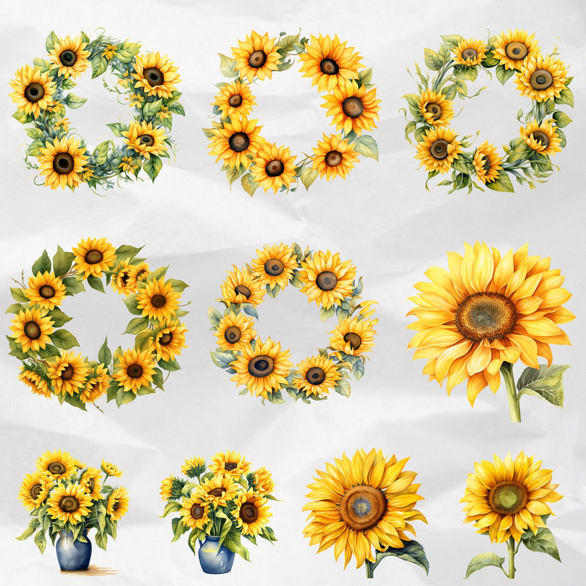 Watercolor Sunflower PNG Clipart Watercolor Floral Clipart Bouquet ...