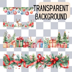 Watercolor Christmas Border Clipart Winter Floral Frame PNG Watercolor ...