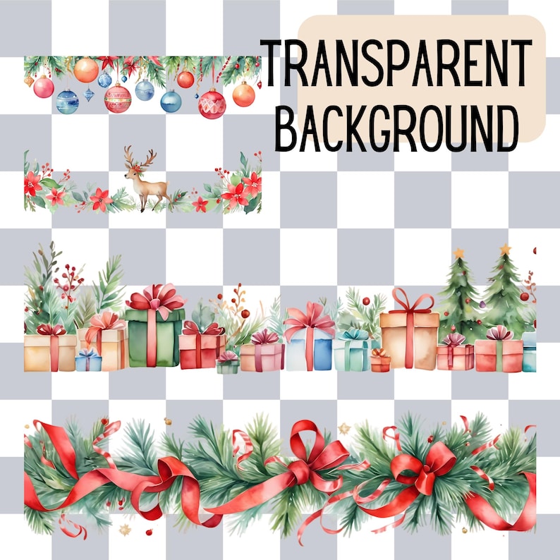 Watercolor Christmas Border Clipart Winter Floral Frame PNG Watercolor ...
