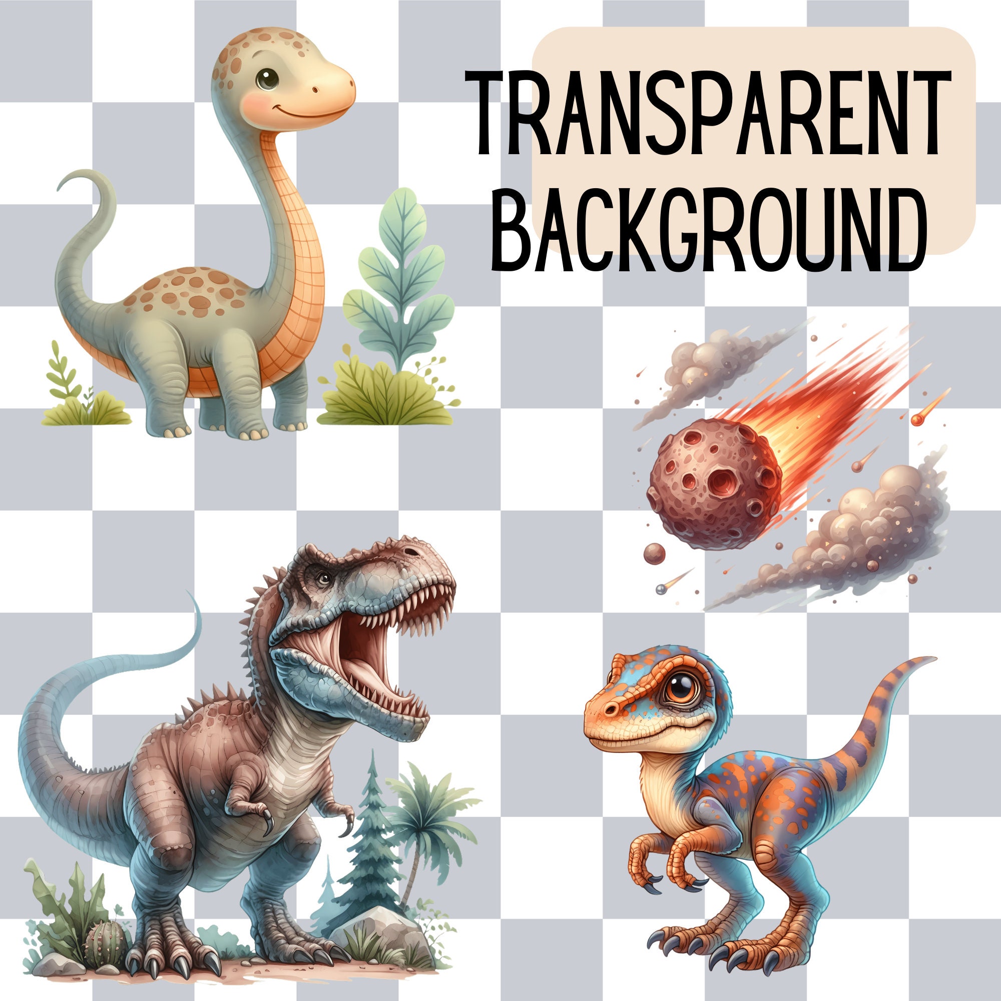 Watercolor Dinosaur Clipart Dinosaur Birthday Party Decor Dinosaur Baby ...