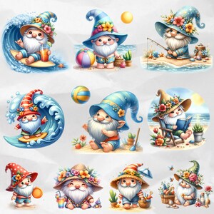 Watercolor Beach Gnomes Clipart: Boho Floral Summer PNG (digital ...