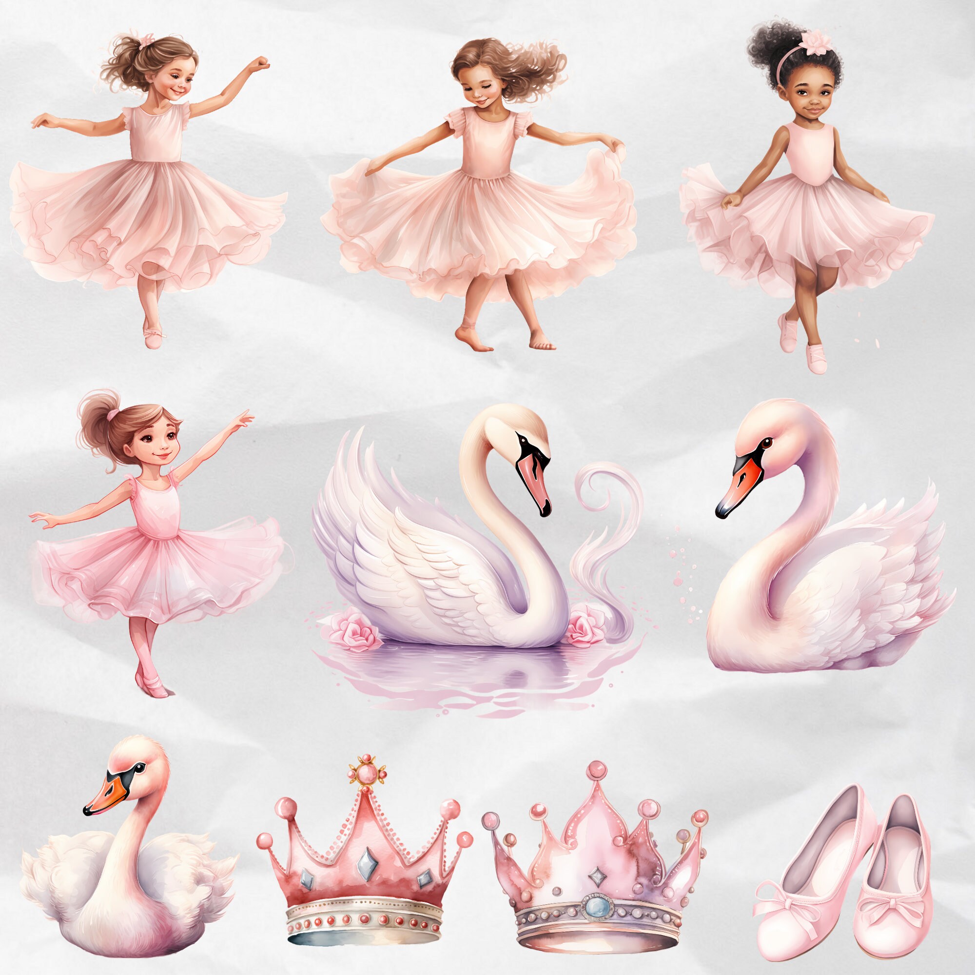 Watercolor Pink Ballerina Clipart Cute Ballet PNG Pink Nursery Clipart ...