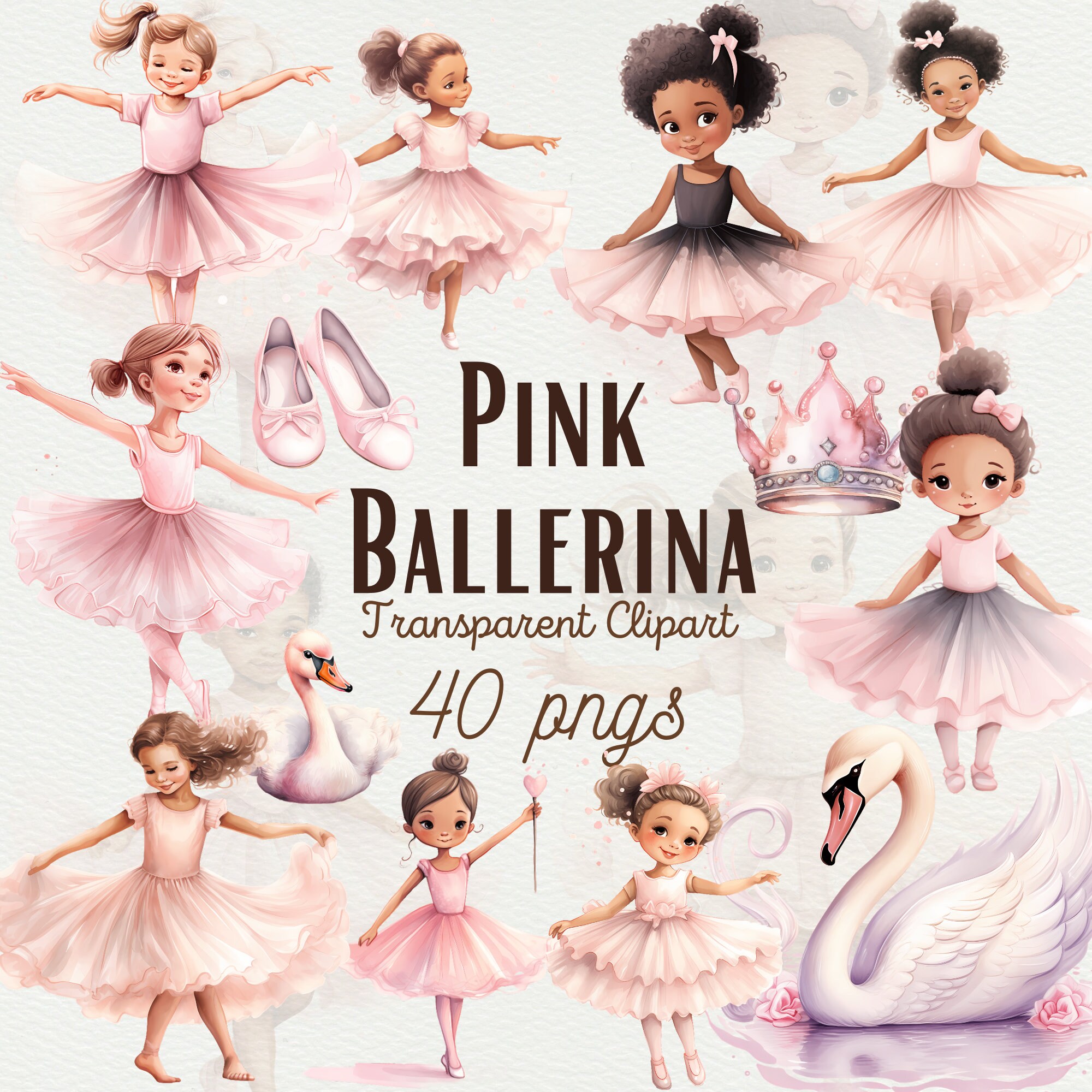 Watercolor Pink Ballerina Clipart Cute Ballet PNG Pink Nursery Clipart ...