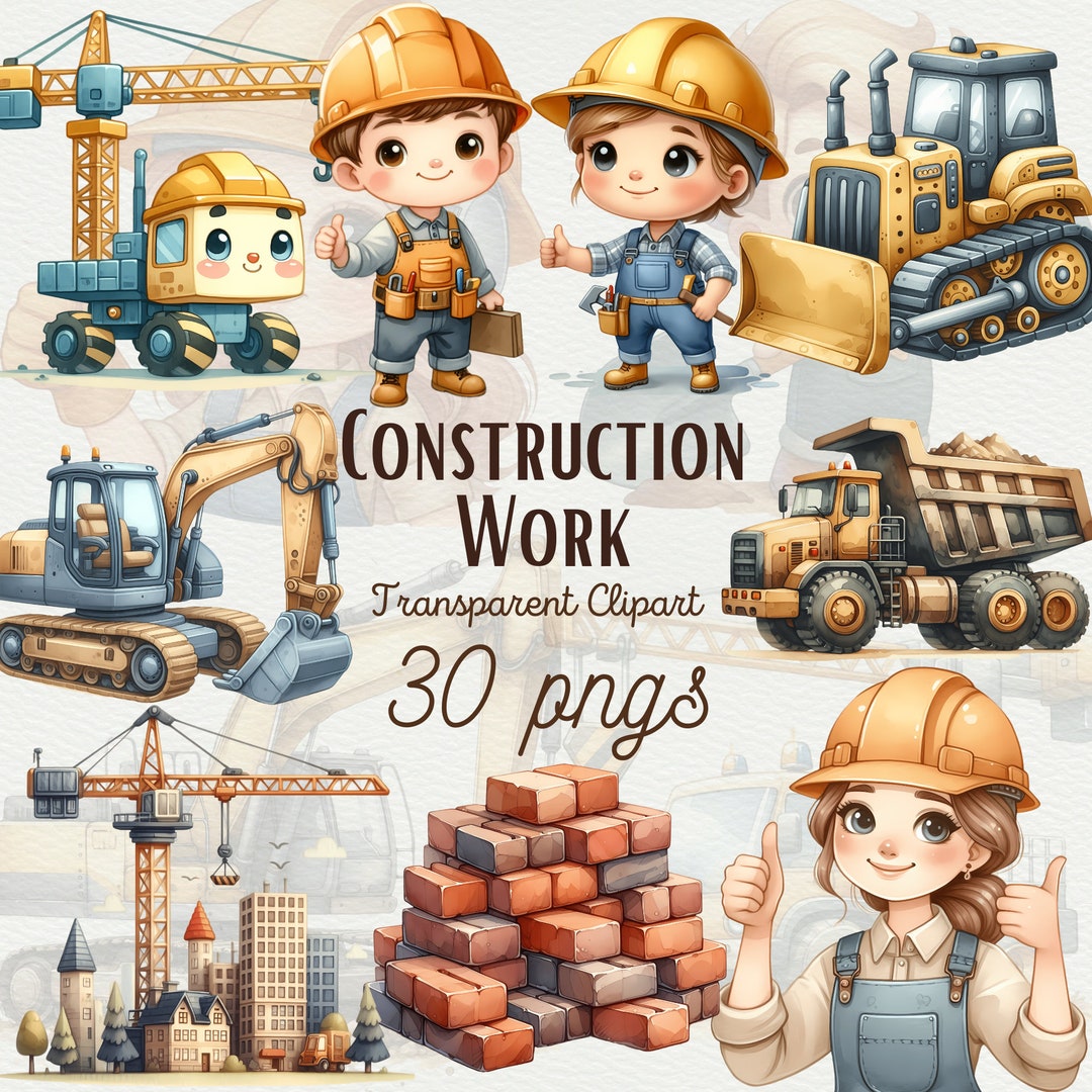 Watercolor Construction Clipart PNG Construction Vehicles Clipart ...