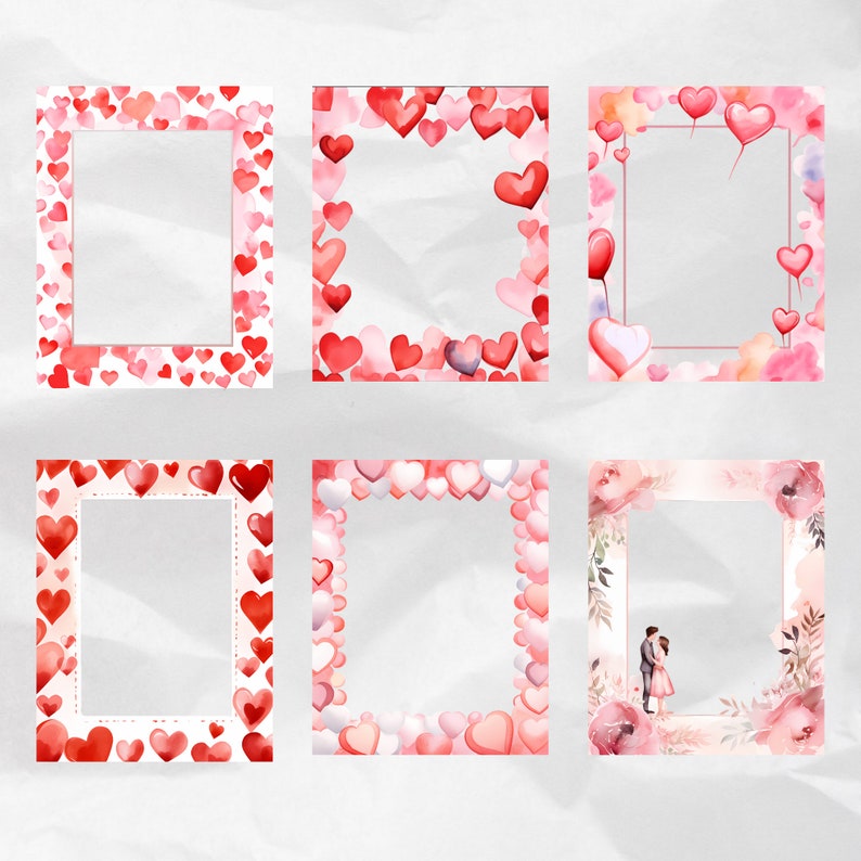 Watercolor Valentines Day Heart Borders Clipart Floral Rose Border ...