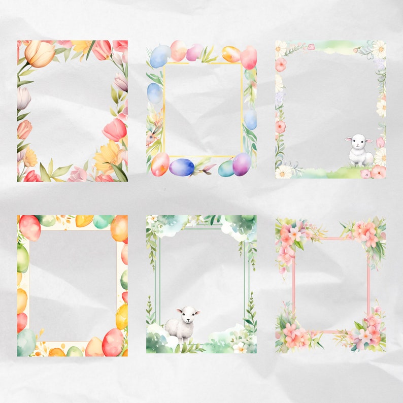 Watercolor Easter Frames Clipart Floral Border Clipart Floral Easter ...