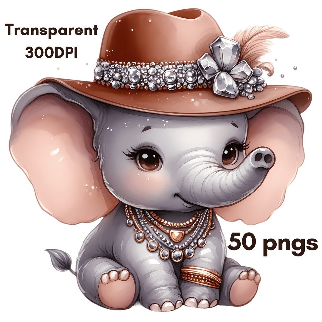 Cute Baby Elephant Clipart Floral Elephants PNG Baby Shower Rainbow ...