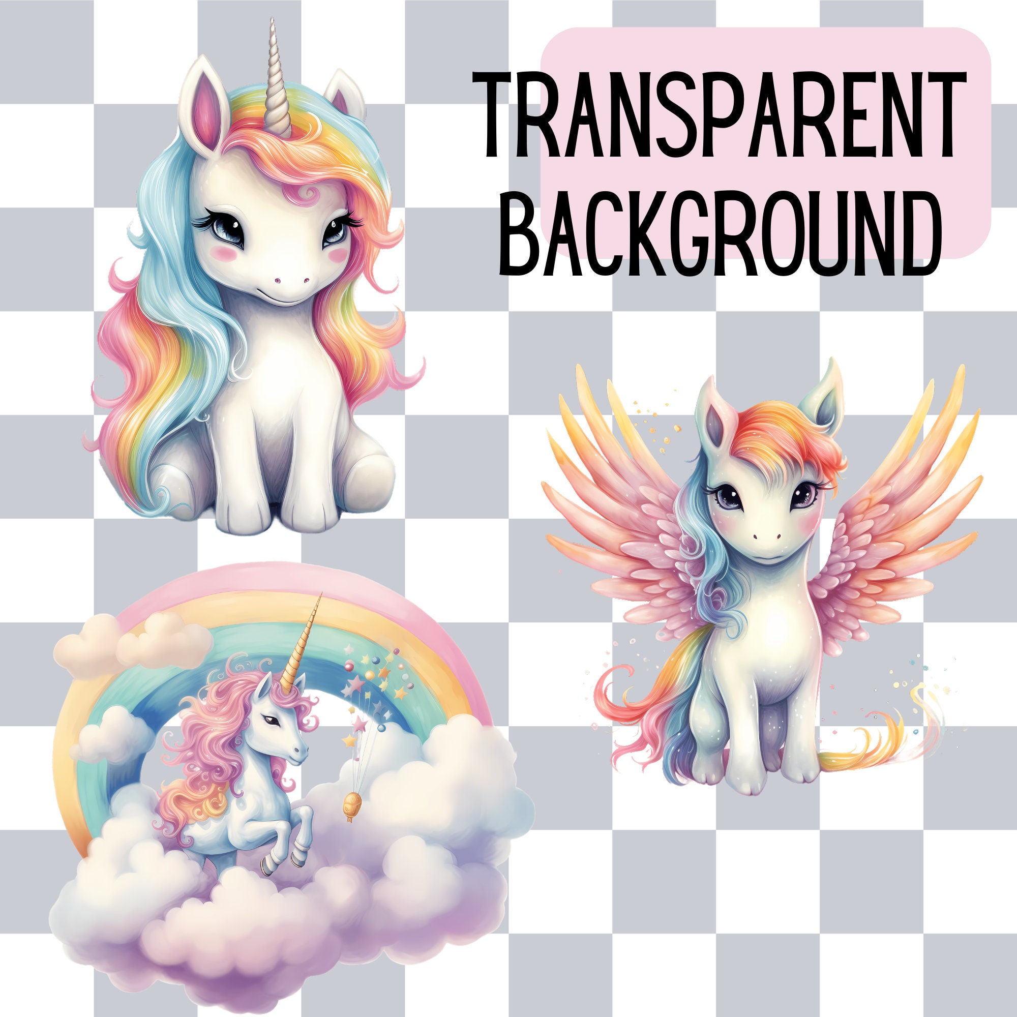 Cute Unicorn Clipart Watercolor Unicorn PNG Cute Fantasy Clipart Baby ...