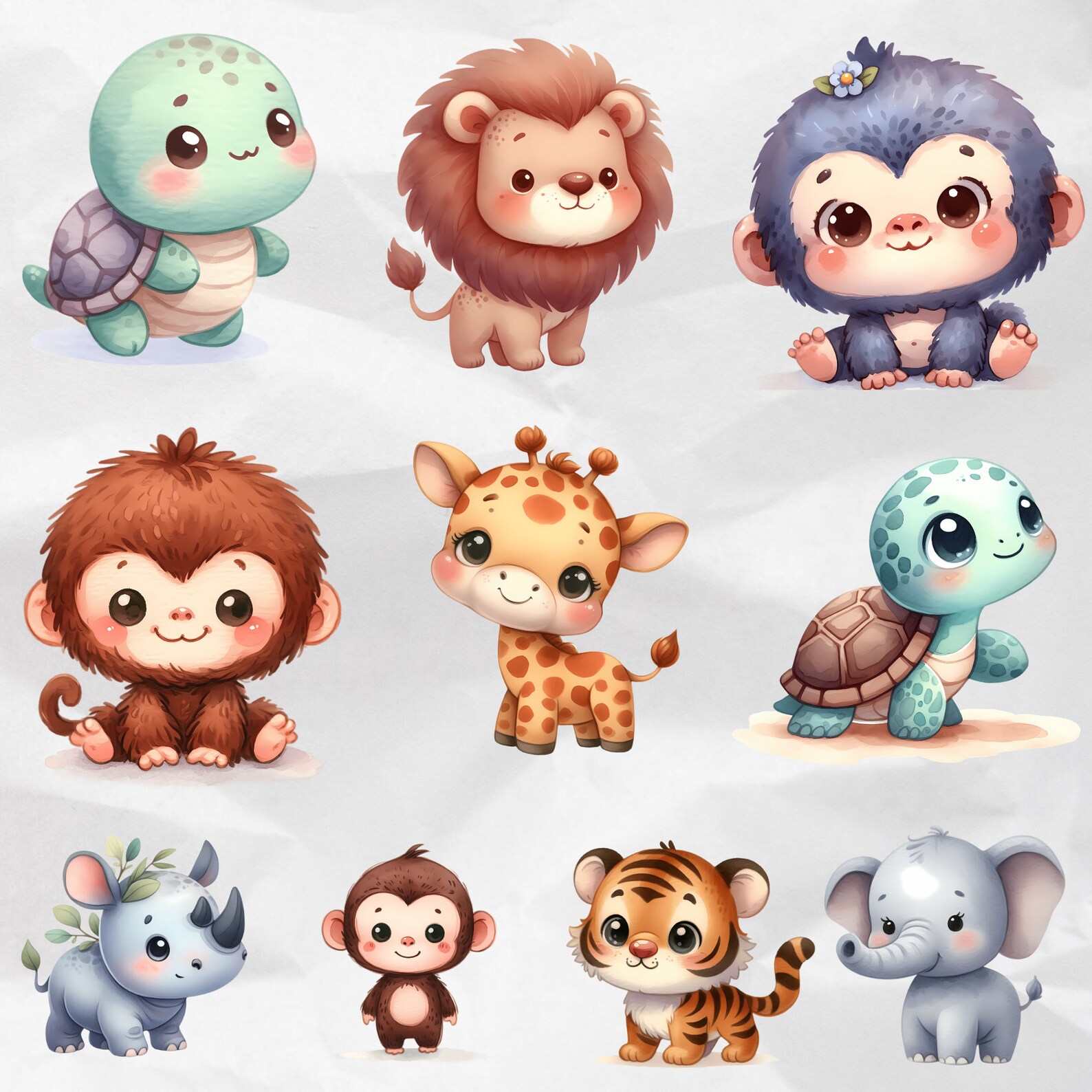 Safari Animals Clipart Watercolor Safari Animal PNG Cute Jungle ...