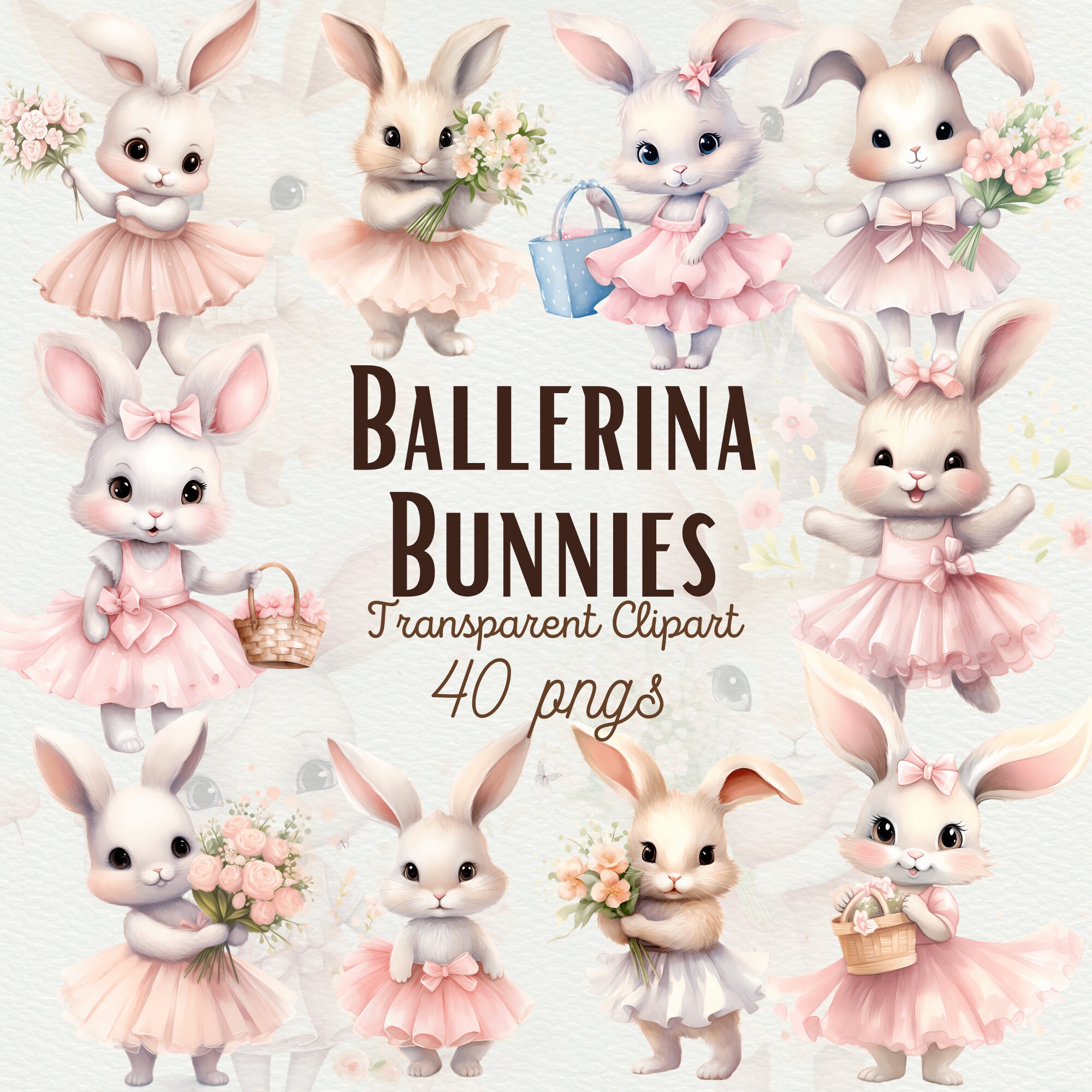 Watercolor Ballerina Bunny Clipart Cute Spring Bunny Clipart Pink ...