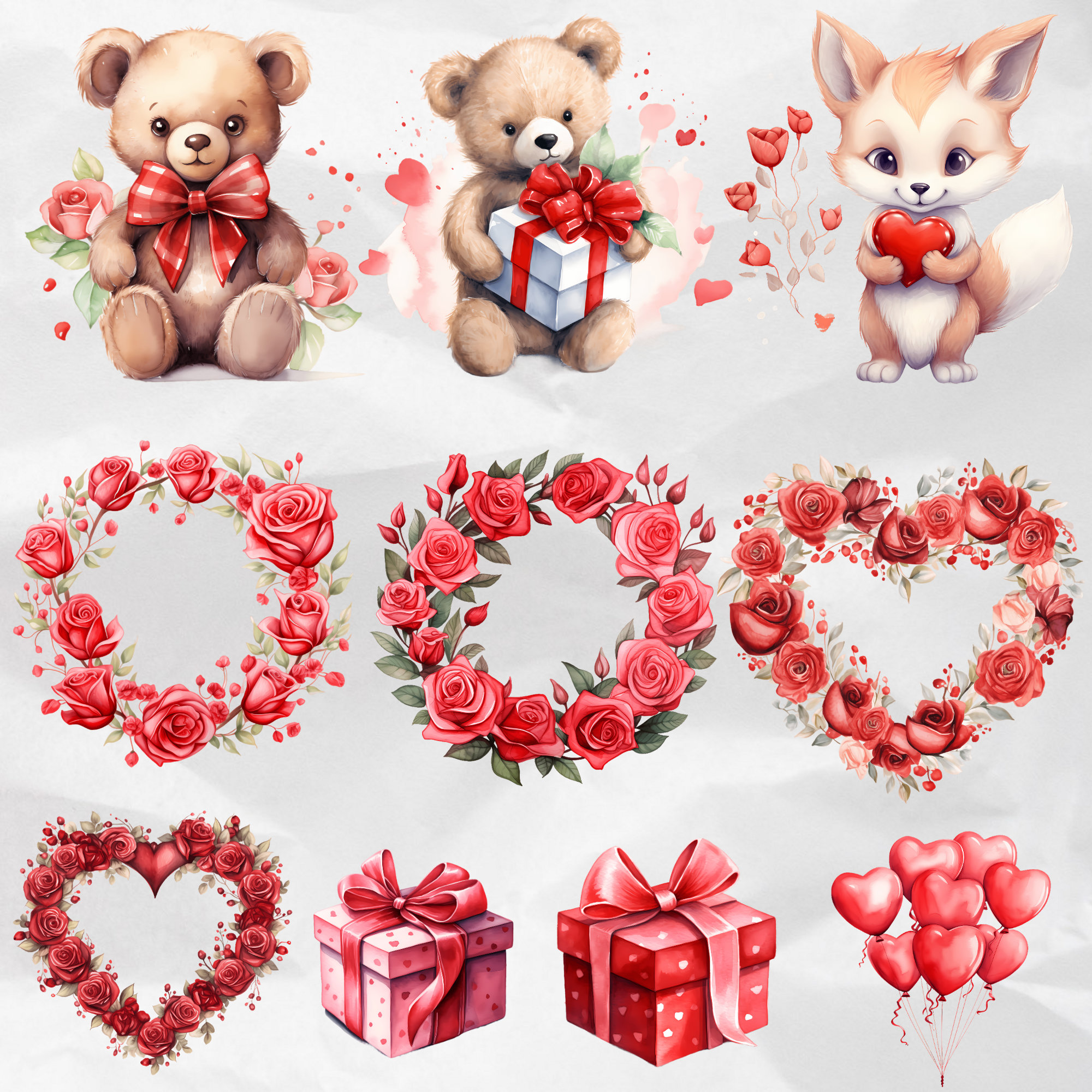 Watercolor Valentines Day Clipart Watercolor Baby Animals Cute Woodland ...