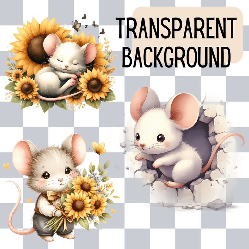 Watercolor Floral Mouse Clipart Summer Mouse PNG Clipart Watercolor ...