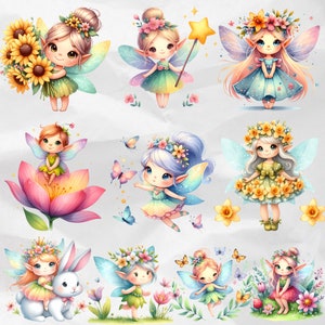 Watercolor Spring Fairy Clipart Fantasy Cute Fairy Clipart Nursery ...