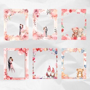 Watercolor Valentines Day Heart Borders Clipart Floral Rose Border ...