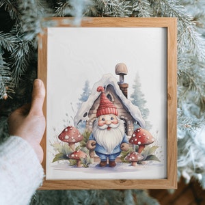 Watercolor Winter Gnome Clipart Festive Gnomes Clipart Adorable Gnome ...