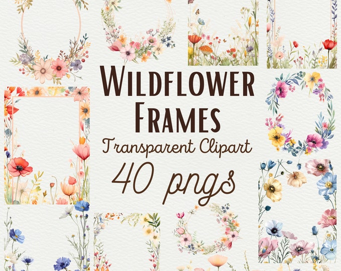 Floral Frames Clipart PNG Bundle, 15 Flower Border Designs, Flower ...
