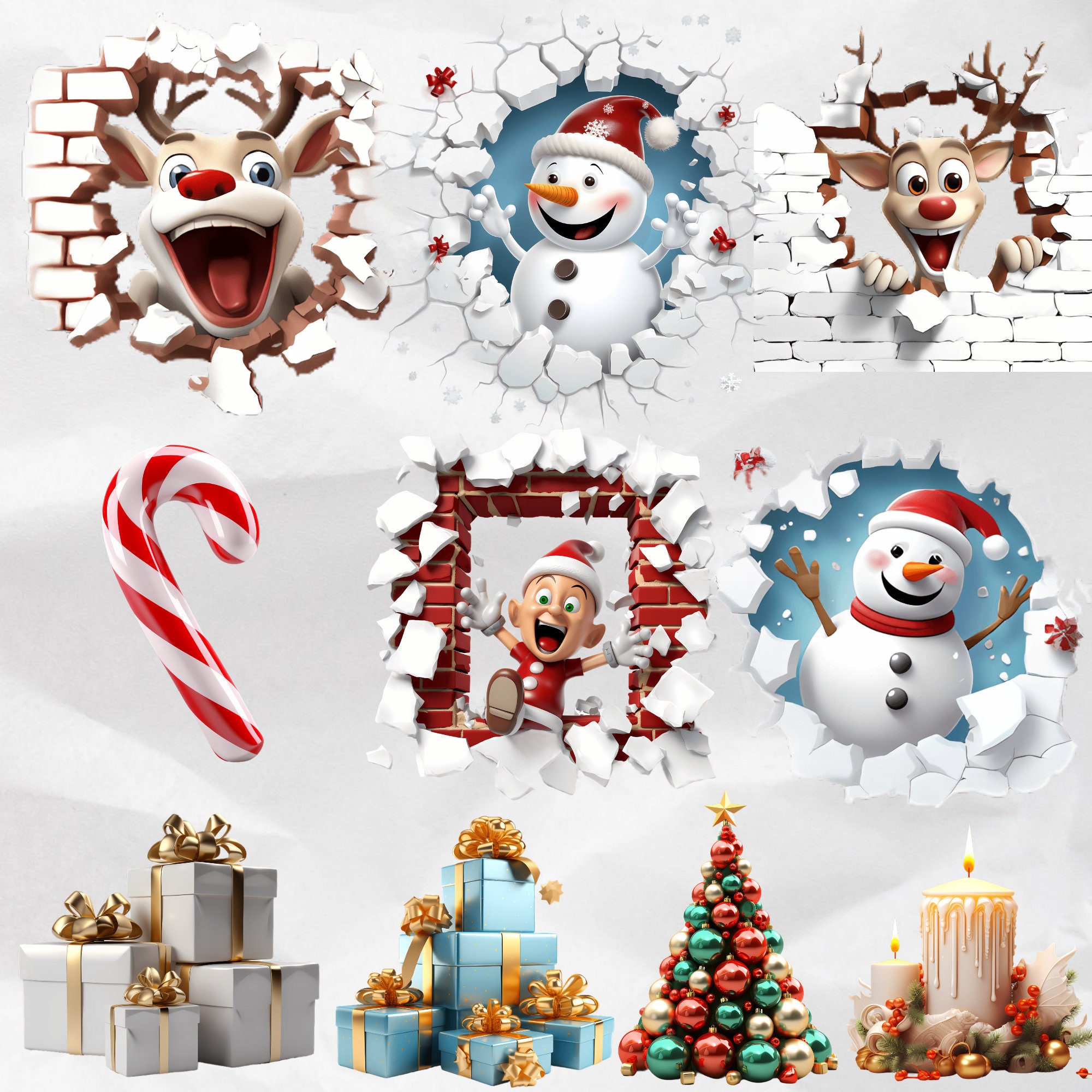 3D Christmas Clipart Bundle - Festive Graphics for Holiday Crafts - Etsy