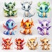 Cute Baby Dragon Clipart Bundle, Watercolor Fantasy Dragon Clipart ...