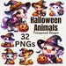 Watercolor Halloween Animal Clipart Bundle 32 PNG Halloween Clipart ...