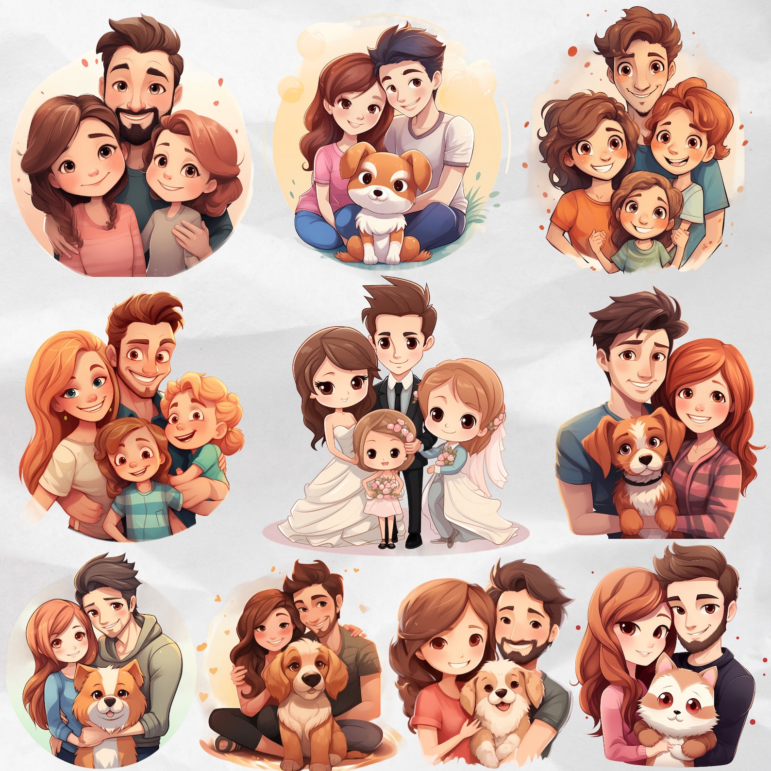 Cute Family PNG Clipart Family Portrait PNG Chibi Family Clipart Lovely ...