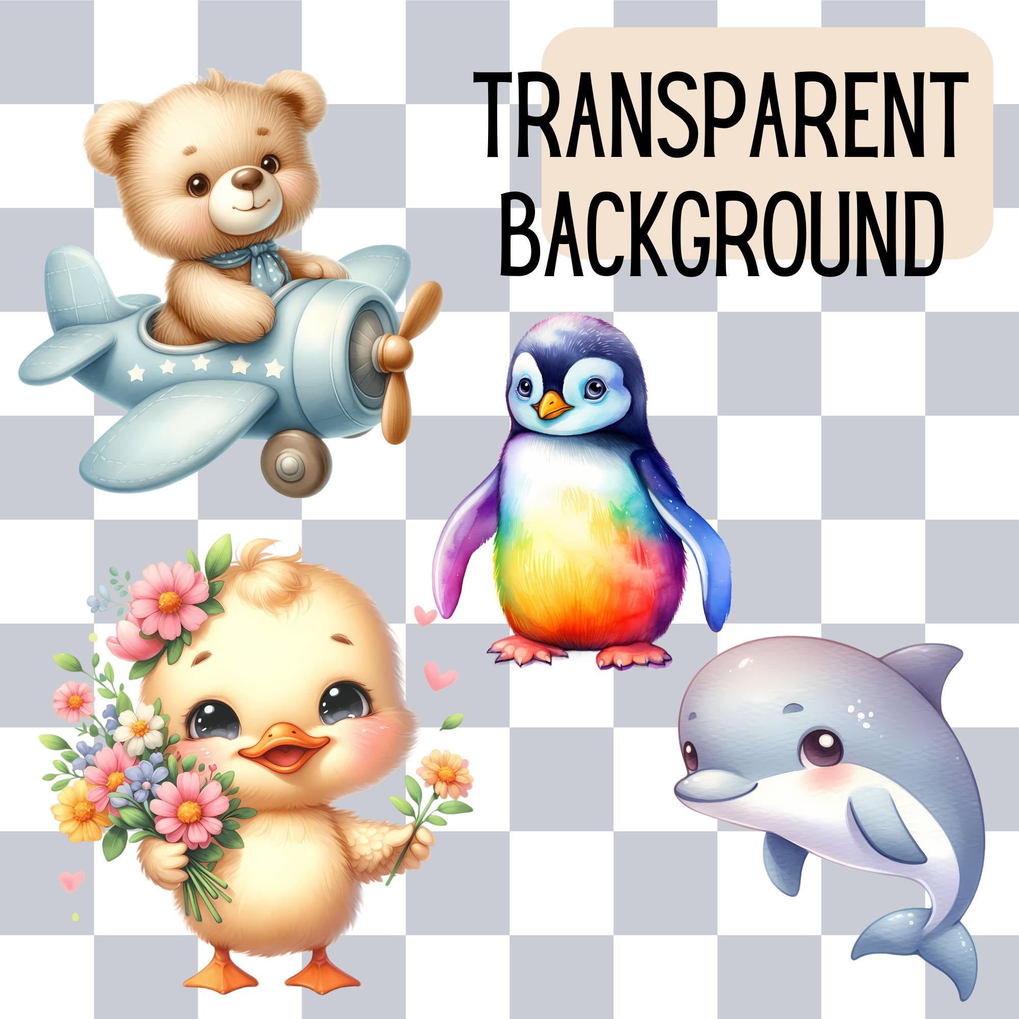 Cute Animals Clipart 500+ Mega Bundle Clipart Watercolor Animals PNG ...