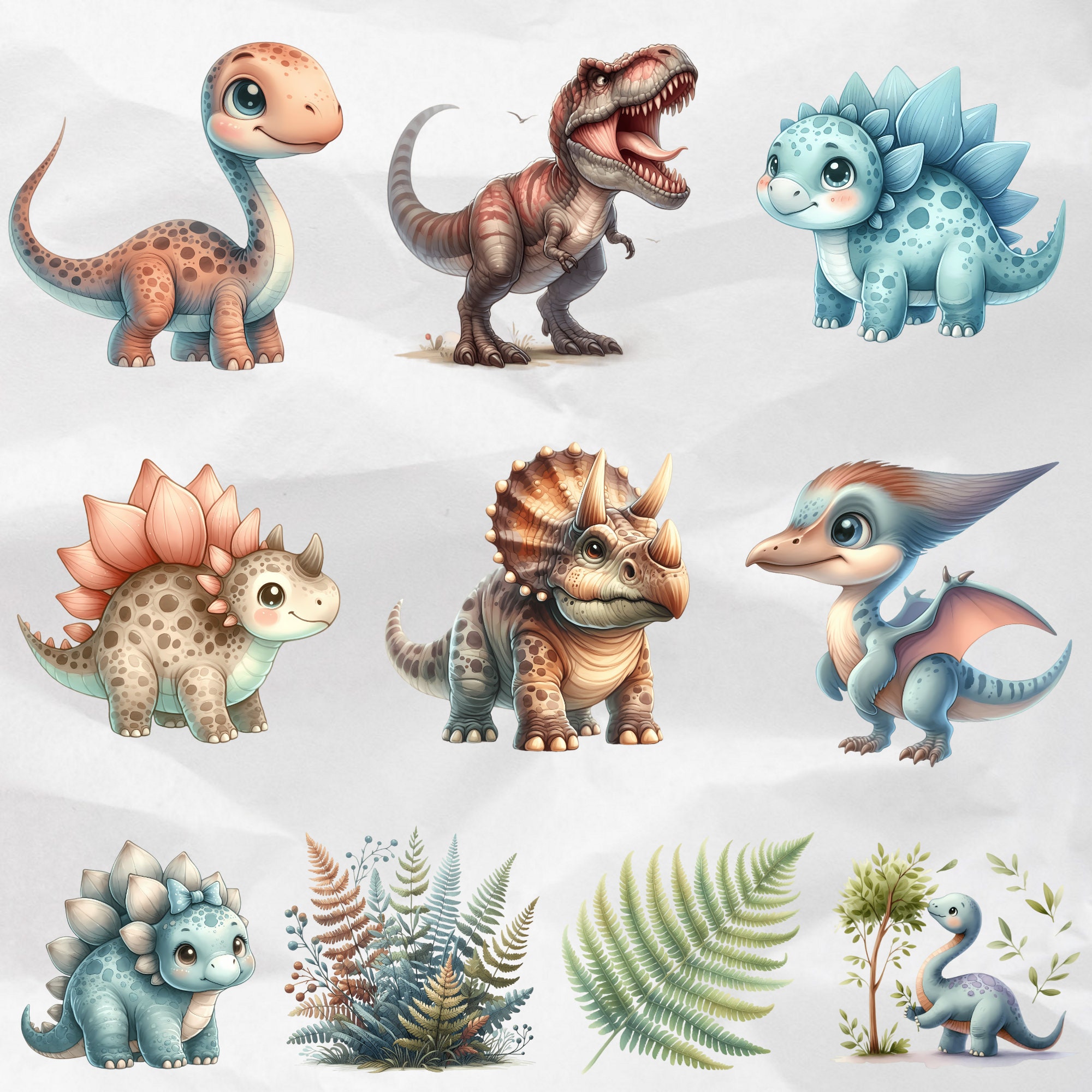 Watercolor Dinosaur Clipart Dinosaur Birthday Party Decor Dinosaur Baby ...