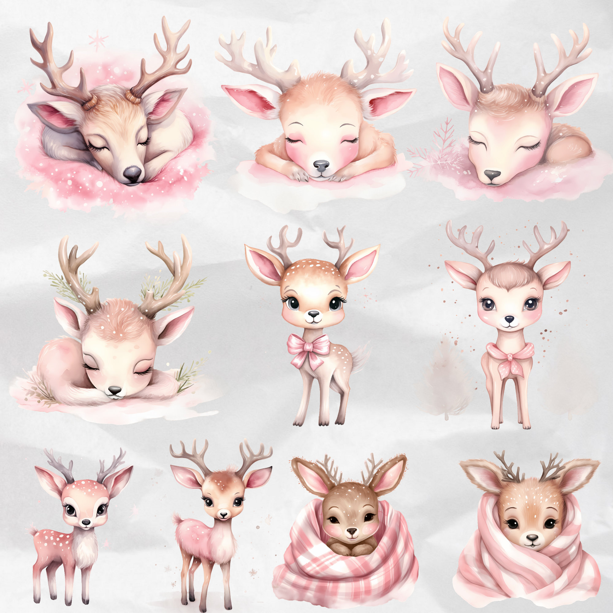 Cute Pink Christmas Reindeer Clipart Pink Tis the Season Christmas PNG ...