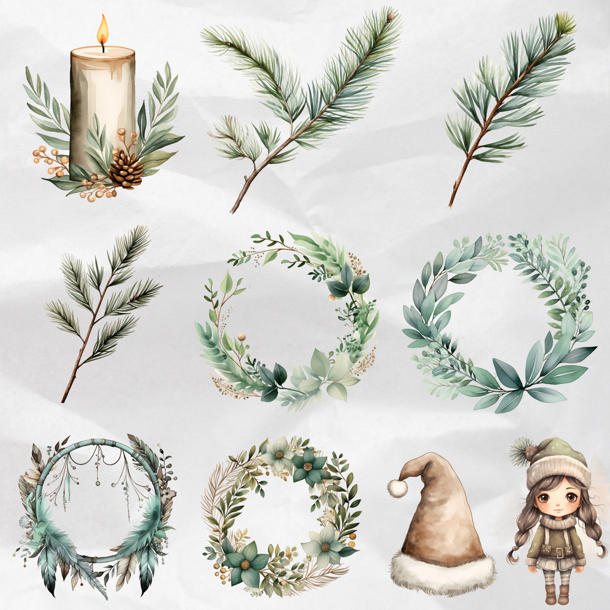 Boho Cozy Christmas Clipart Boho Christmas Clipart Boho Ornaments ...