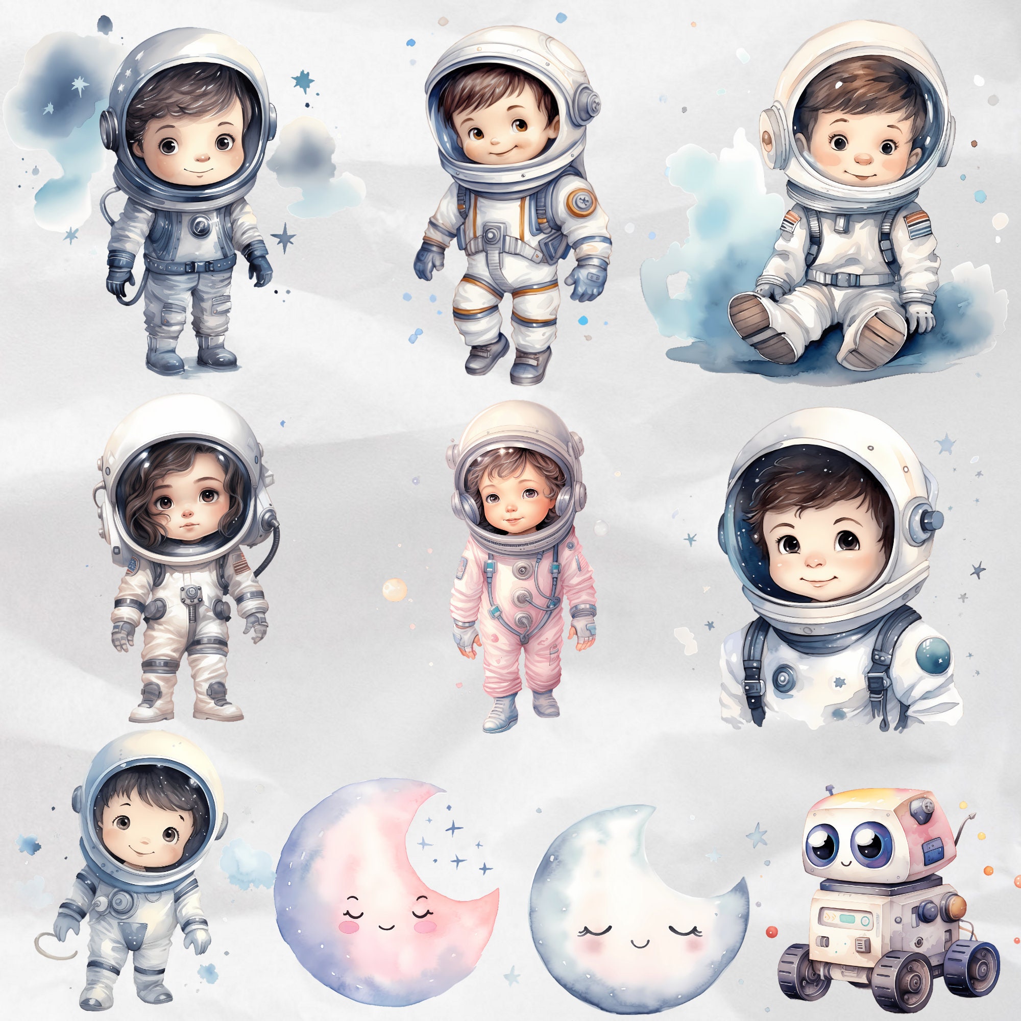 Watercolor Space Clipart Bundle Space Astronaut Nursery Clipart ...