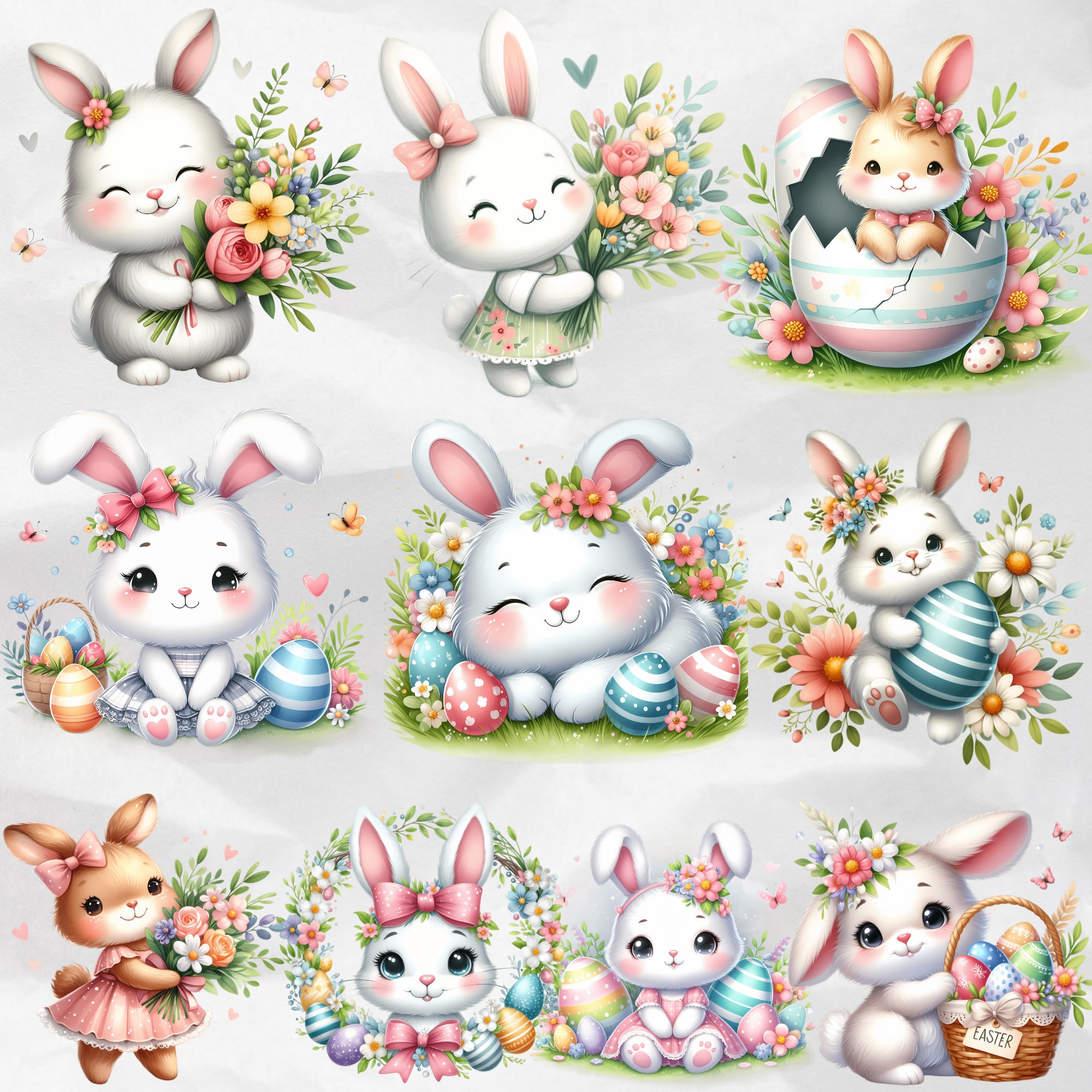 Watercolor Easter Bunny Clipart Nursery Easter PNG Cute Bunny Clipart ...