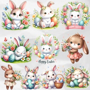 Watercolor Easter Clipart Bundle Easter Bunny Graphics Nursery Easter ...