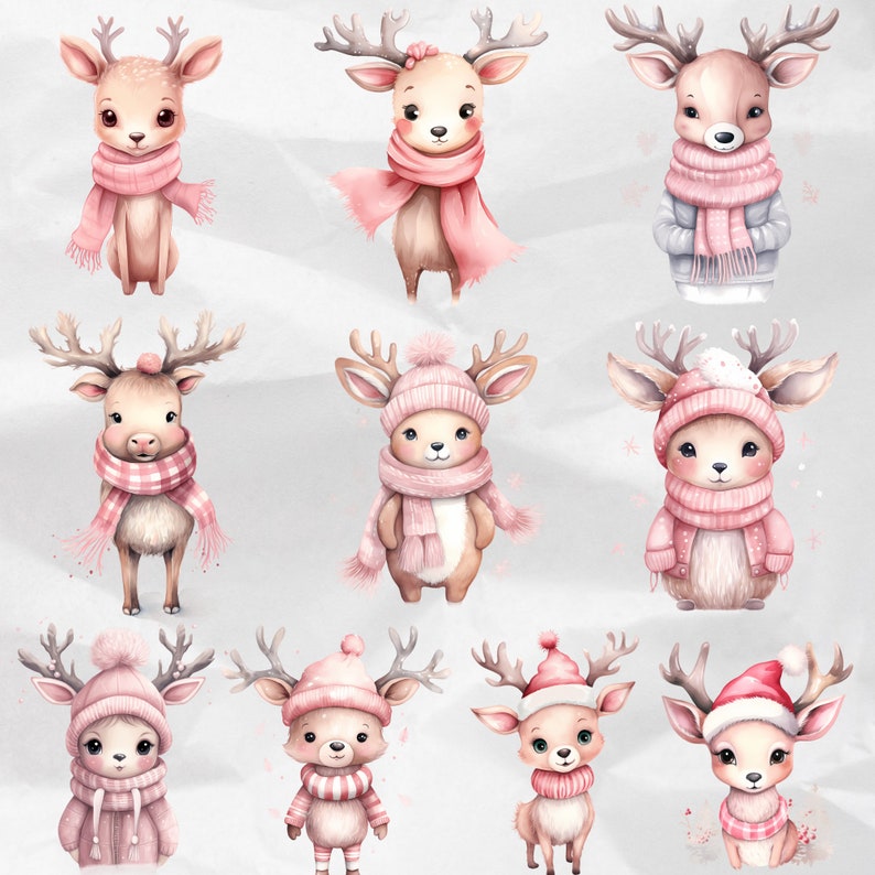 Cute Pink Christmas Reindeer Clipart Pink Tis the Season Christmas PNG ...
