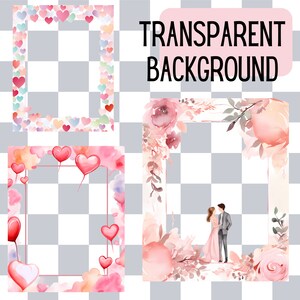 Watercolor Valentines Day Heart Borders Clipart Floral Rose Border ...