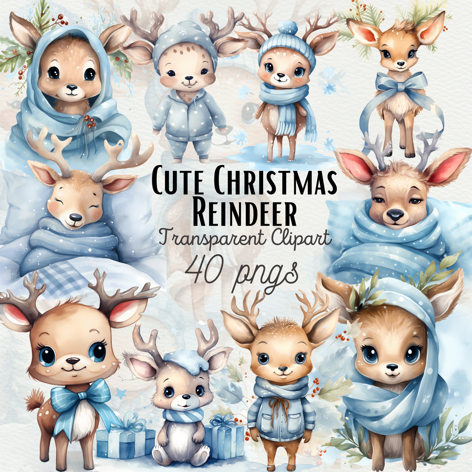Cute Watercolor Christmas Clipart Bundle Christmas Gift Clipart Winter ...
