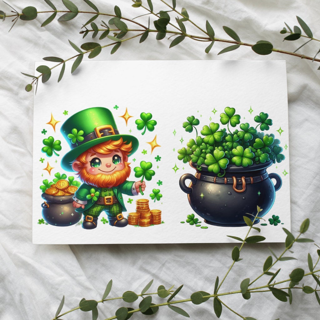 Watercolor Clover Clipart Floral Shamrock Wreath PNG Festive Flowers ...