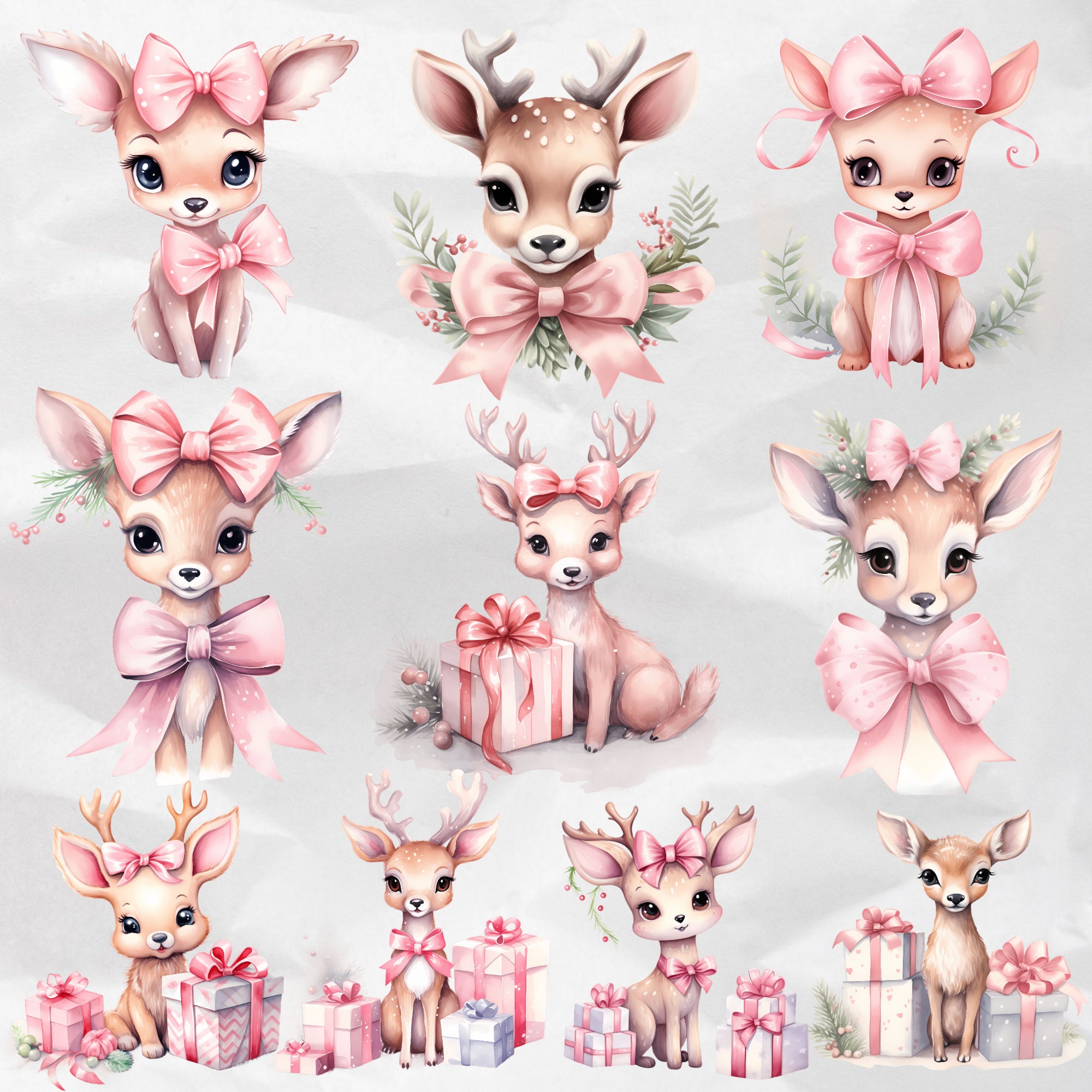 Cute Pink Christmas Reindeer Clipart Pink Tis the Season Christmas PNG ...