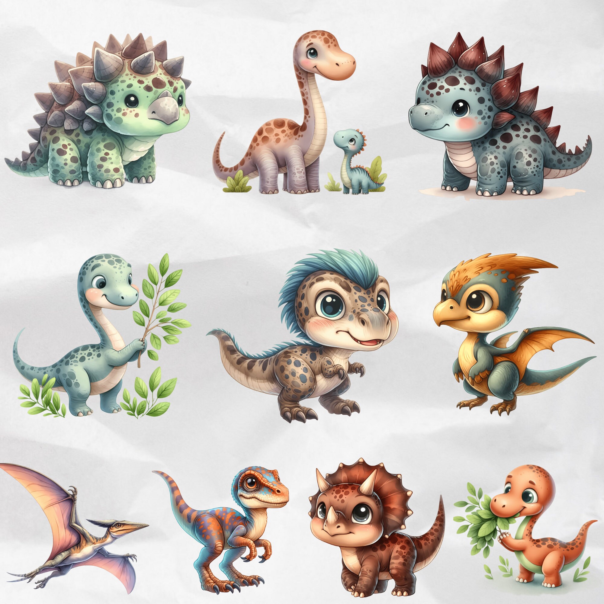 Watercolor Dinosaur Clipart Dinosaur Birthday Party Decor Dinosaur Baby ...