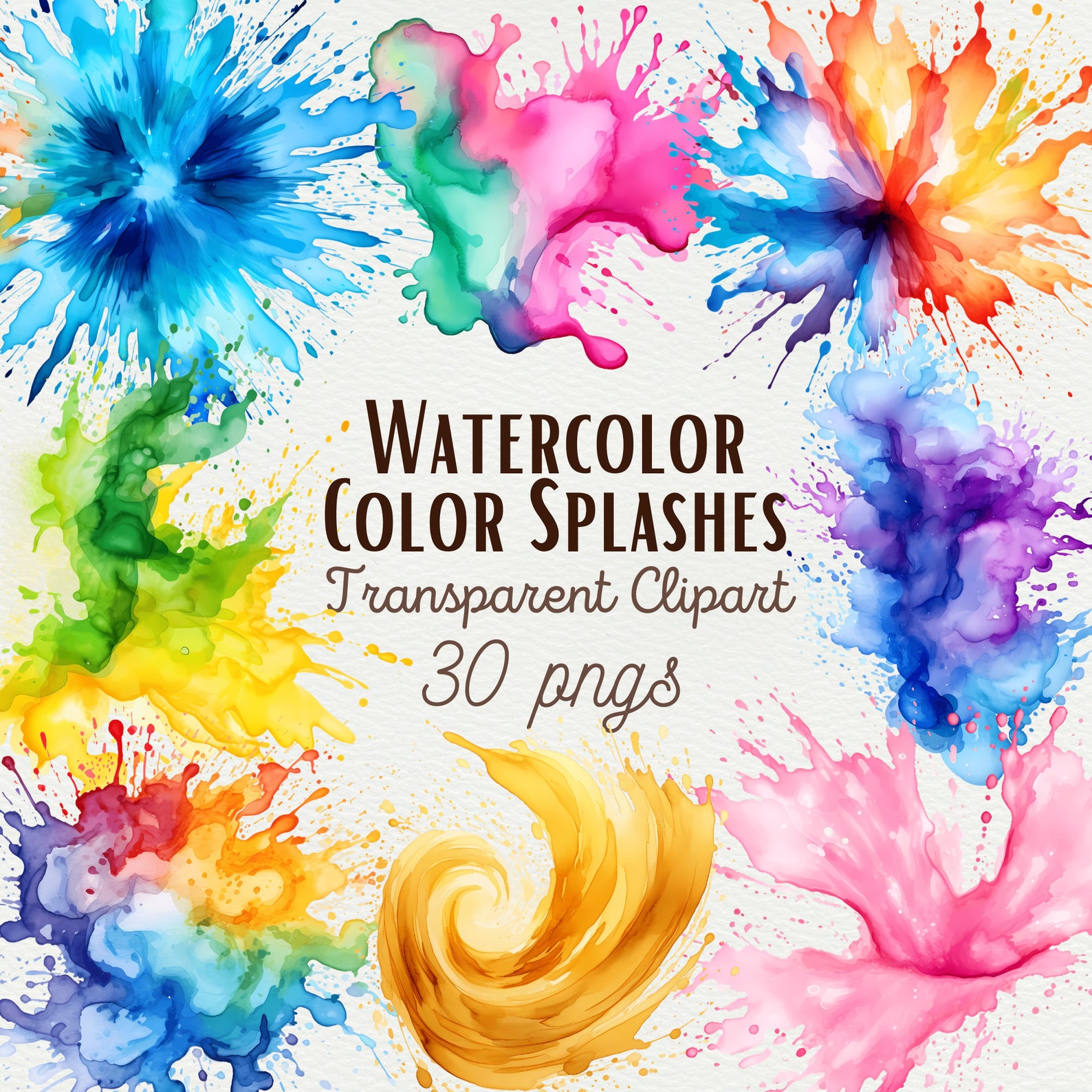 Watercolor Color Splash Clipart PNG Paint Splatter Clipart Color Splash ...