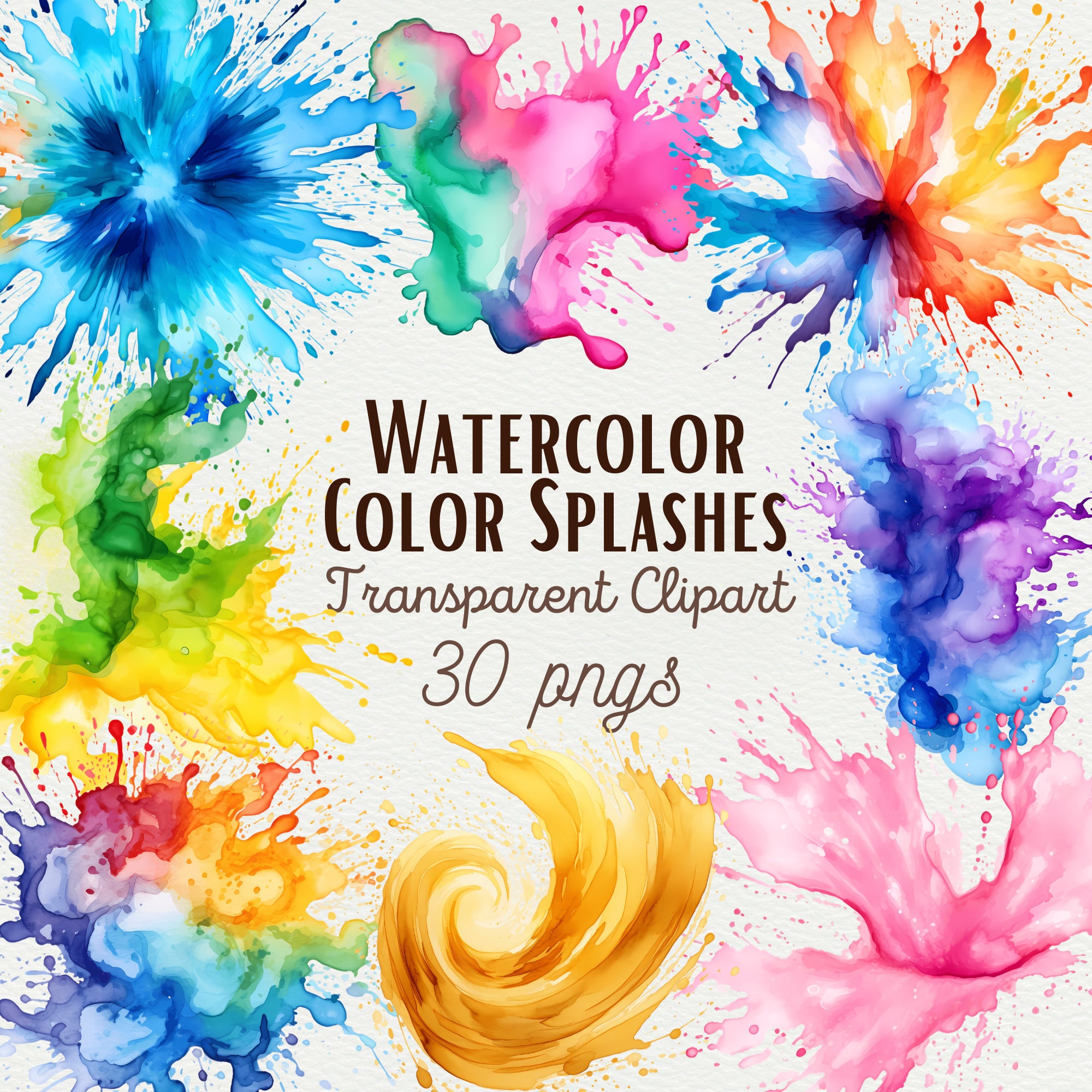 Watercolor Color Splash Clipart PNG Paint Splatter Clipart Color Splash ...