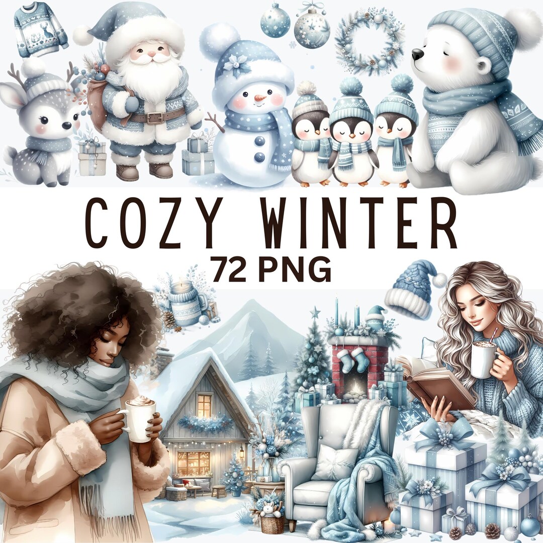 Blue Winter Watercolor Clipart Bundle: Christmas Ornaments (PNG ...