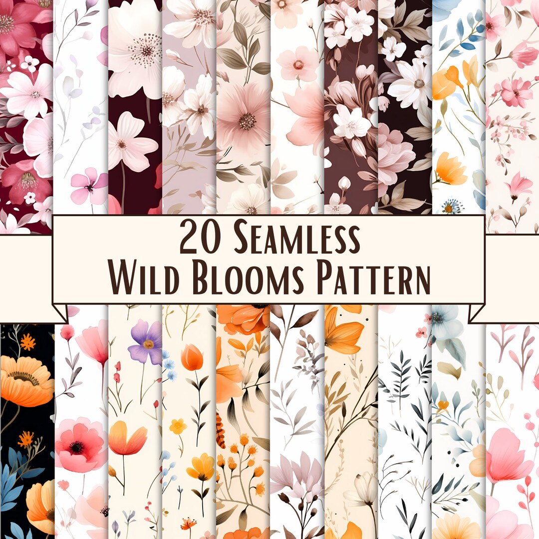 Watercolor Wild Blooms Pattern Floral Digital Paper Floral Seamless ...