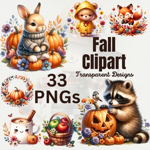 Watercolor Autumn Clipart Bundle: Cozy Fall PNG Graphics (commercial ...
