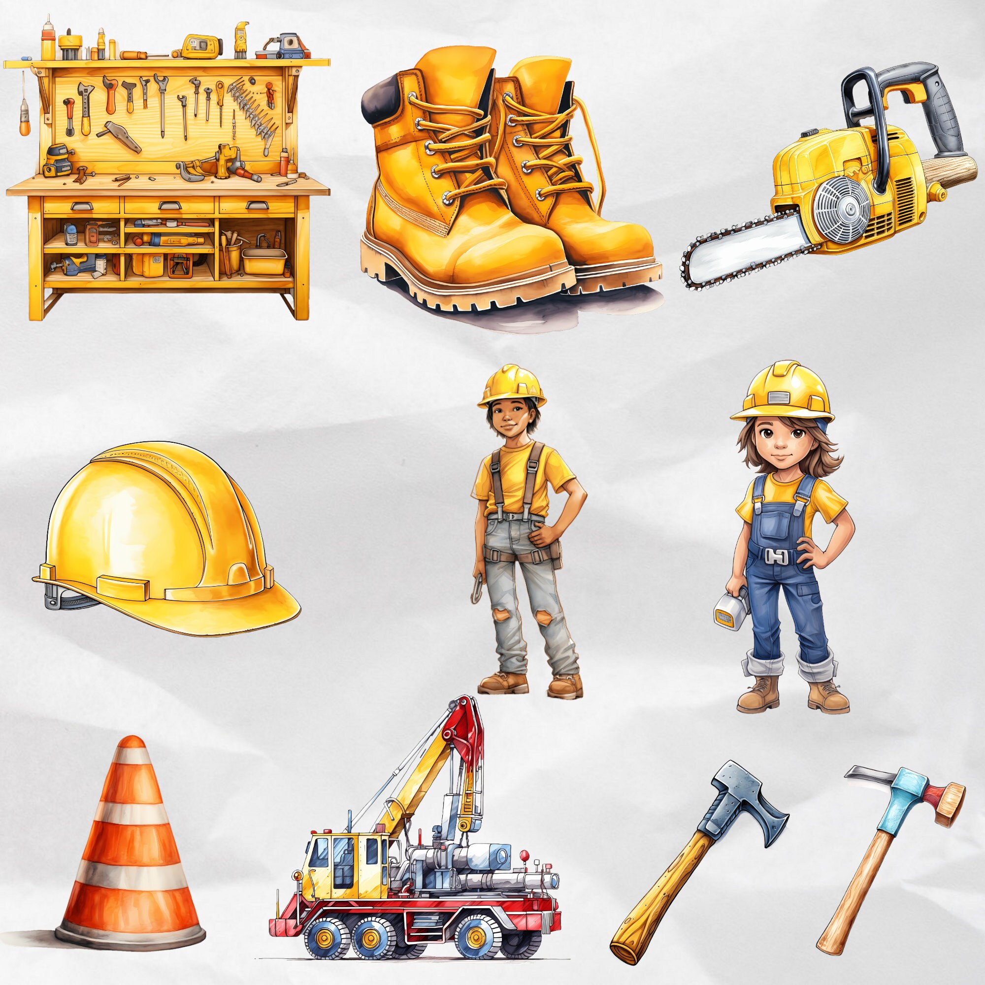 40 Watercolor Construction Clipart PNG Construction Site Vehicles ...
