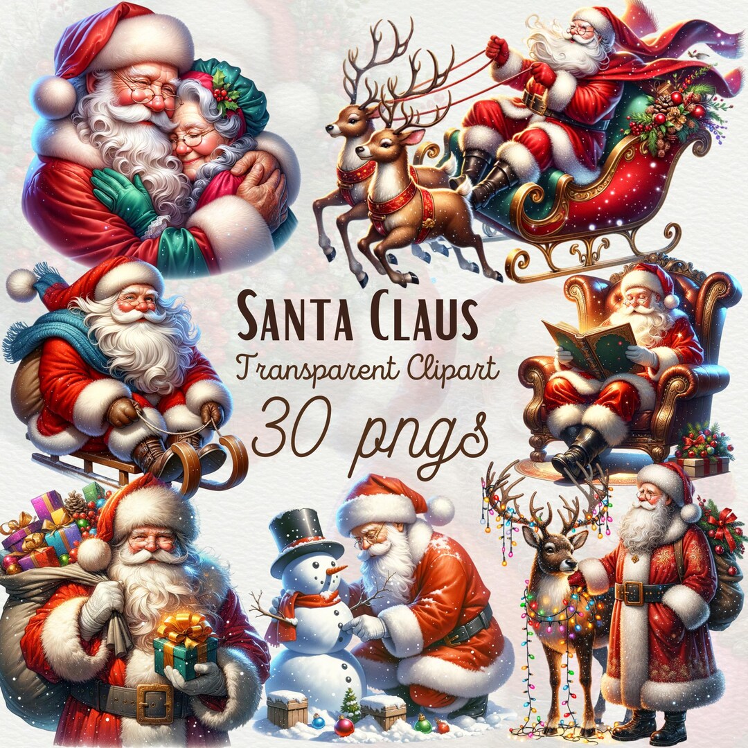 Santa Claus Clipart Bundle - Christmas Graphics for Crafts & DIY ...