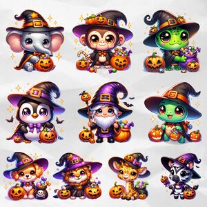 Watercolor Halloween Animal Clipart Bundle 32 PNG Halloween Clipart ...