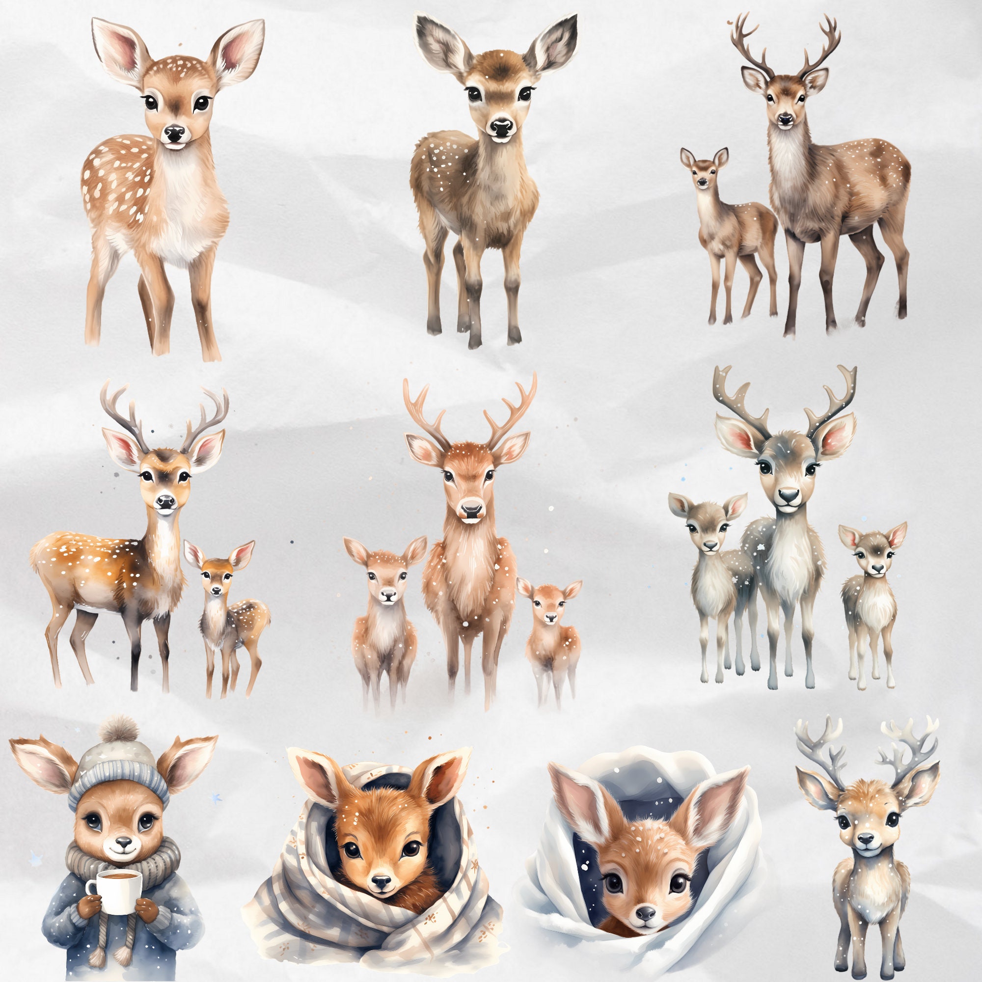 Cute Watercolor Reindeer PNG Winter Reindeer Clipart Holiday Reindeer ...