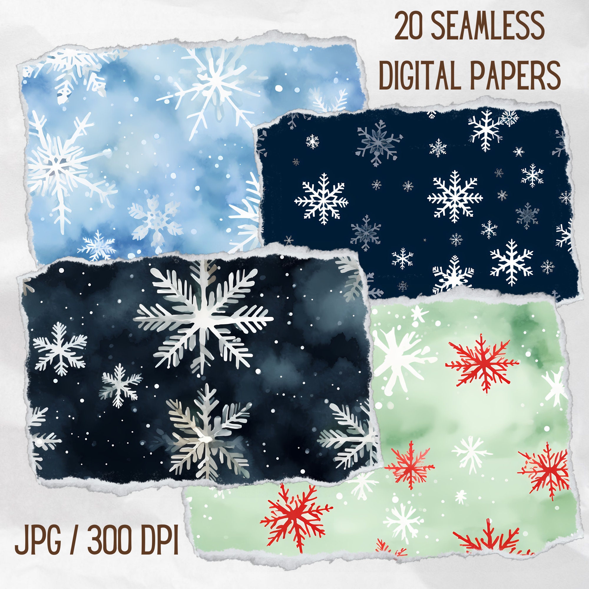 20 Winter Snowflake Digital Pattern Seamless Winter Patterns ...