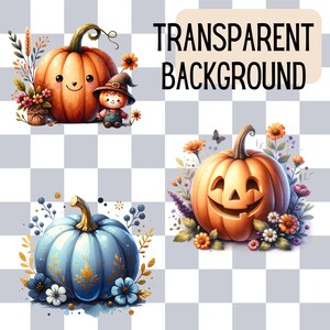 Watercolor Pumpkin Clipart Autumn Fall PNG Halloween Pumpkin Clipart ...