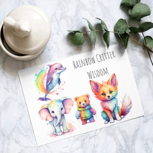 Watercolor Rainbow Animals Clipart Colorful Animals Designs Cute ...